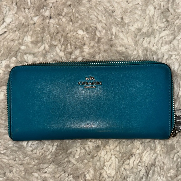 Coach | Bags | Coach Blue Leather Wallet | Poshmark